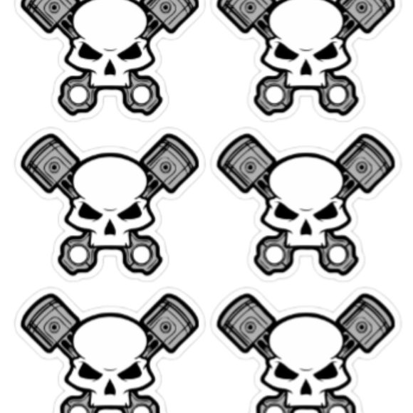 Design | Hot Rod Skull And Cross Pistons Laminated Vinyl Stickers 23 ...